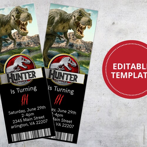 Jurassic World Invitation Jurassic World Birthday Invite - Etsy