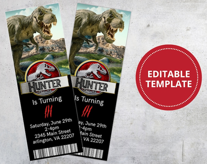Jurassic World Invitation Jurassic World Birthday Invite - Etsy