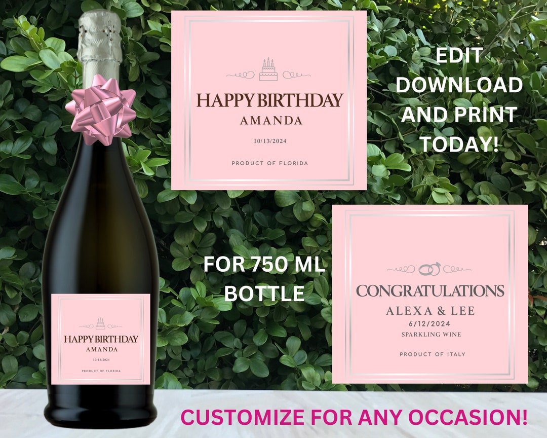 Custom Prosecco Champagne Label, Custom Pink Champagne Label ...