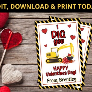I Dig You Valentines Printable Valentine's Day Label, Kids Valentine ...