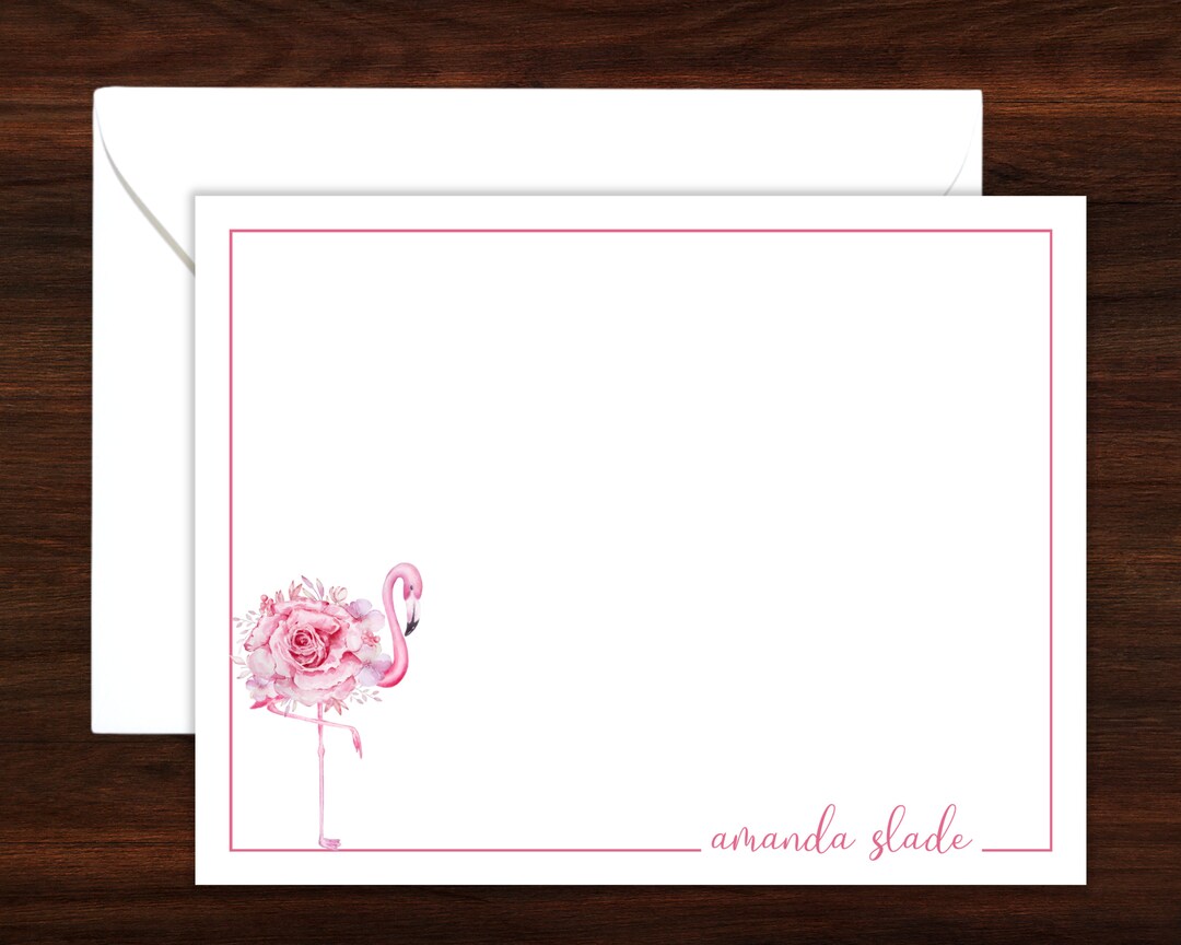 Flamingo Note Cards, Personalized Stationery, Stationary Set, Hostess ...