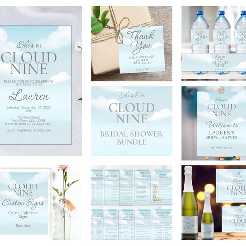 On Cloud 9 Bridal Shower Poster This Bride is on Cloud Nine - Etsy