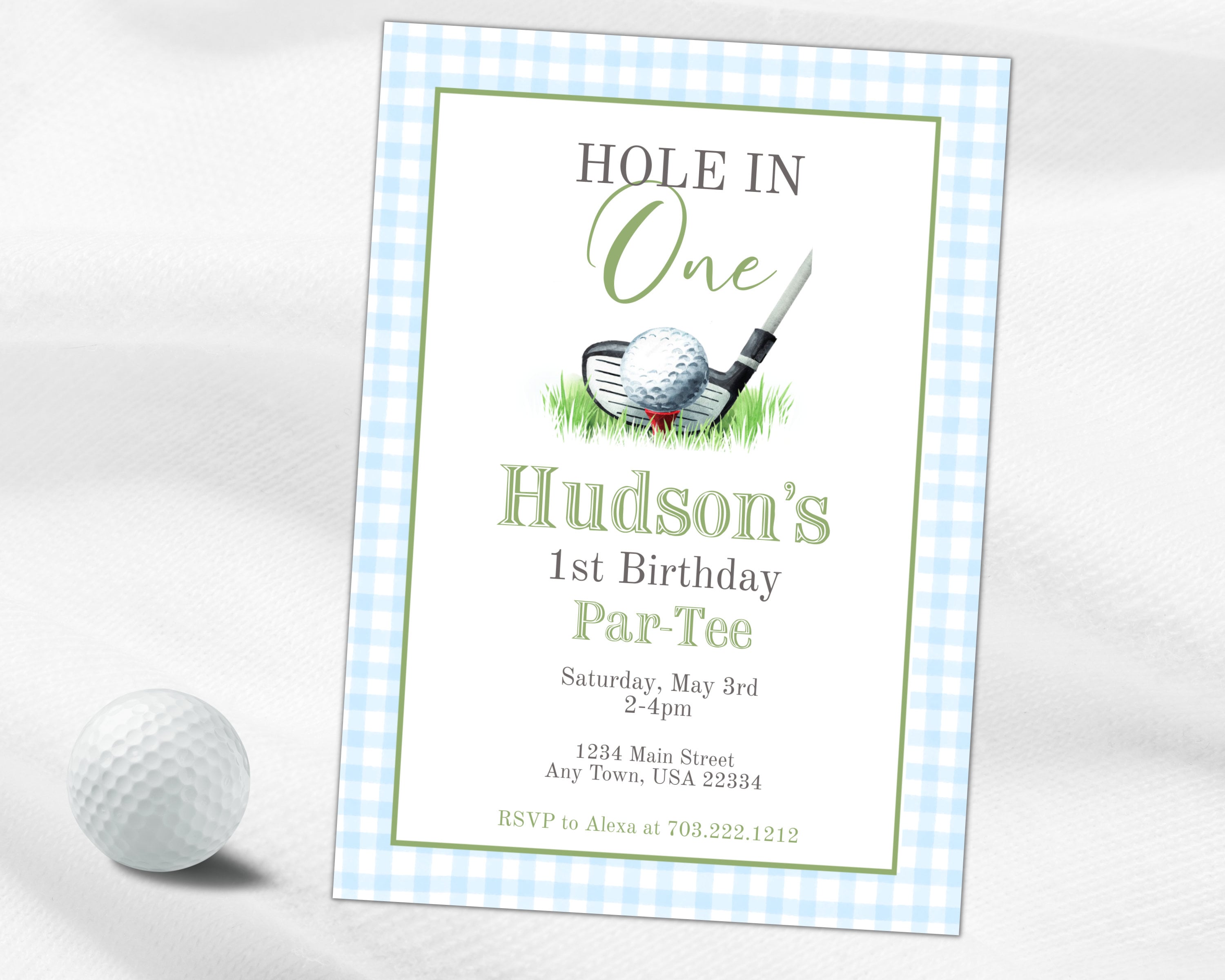 Hole in One Birthday Invitation First Birthday Golf - Etsy