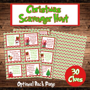 Indoor Christmas Scavenger Hunt, Christmas Treasure Hunt Cards ...