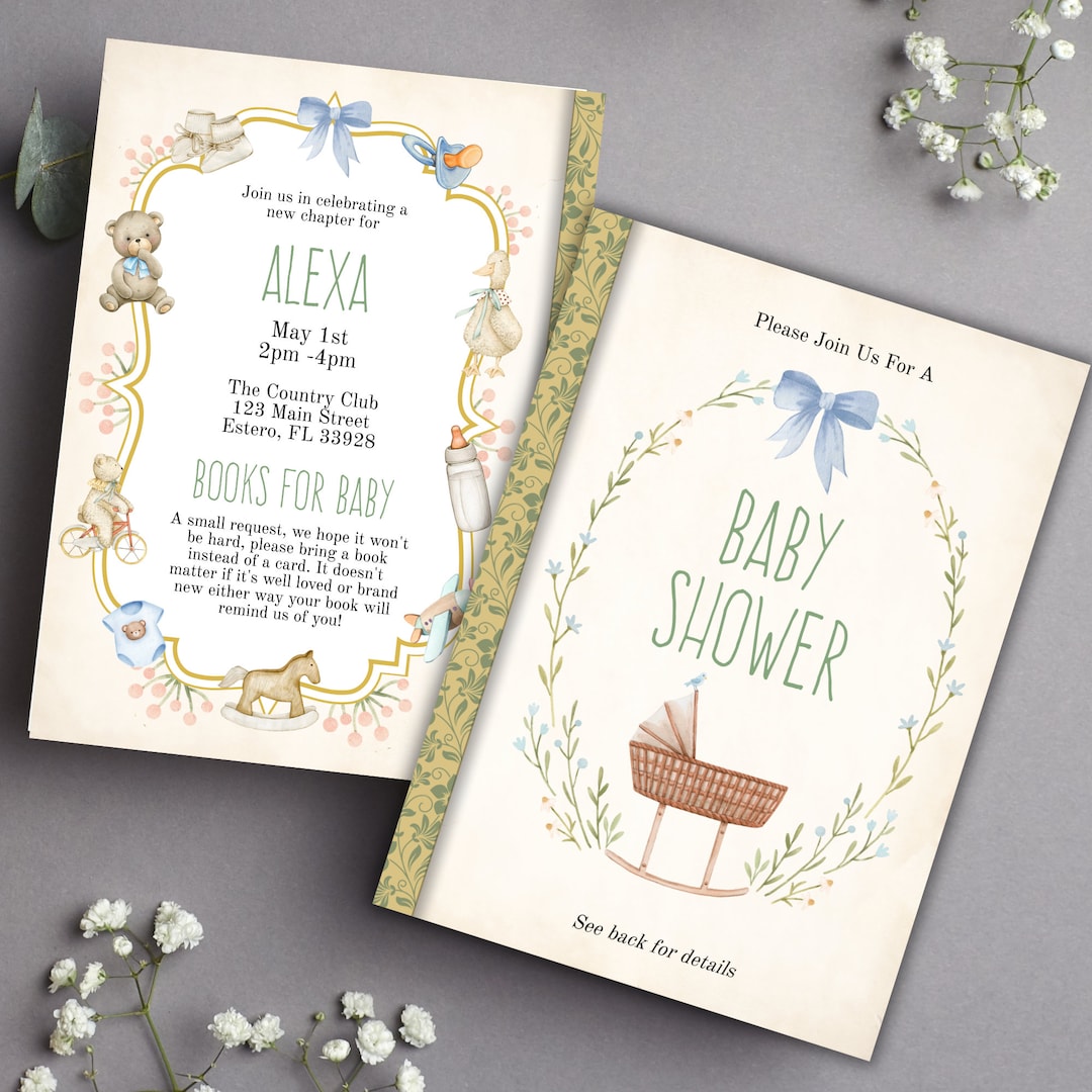 Storybook Baby Shower Invitation, Vintage Book Themed Baby Shower ...