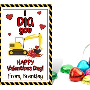I Dig You Valentines Printable Valentine's Day Label, Kids Valentine ...