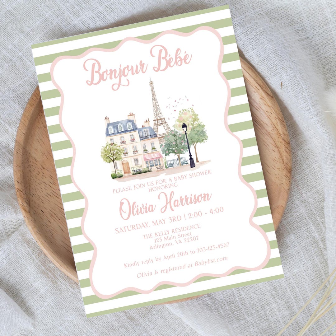Bonjour Bebe Paris French Baby Shower Invitation - Etsy