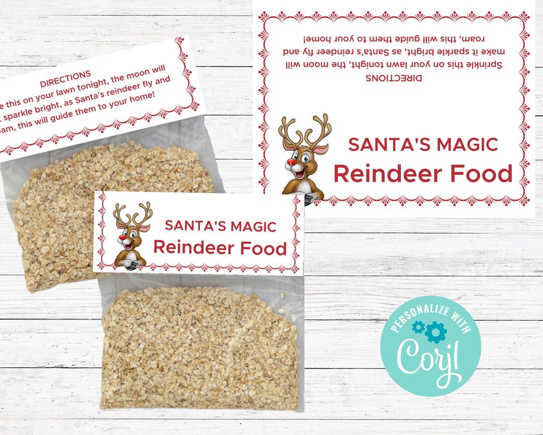 Santa's Magic Reindeer Food Printable Label | Magical Reindeer Food ...