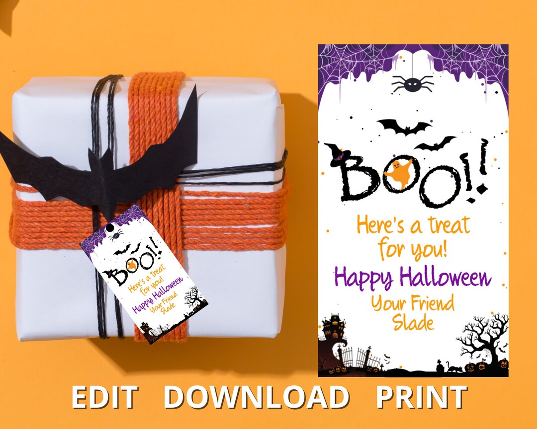 Editable Halloween Favor Tags, Boo Gift Tags, Costume Party, Trick or ...