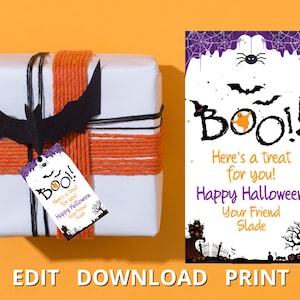 Editable Halloween Favor Tags, Boo Gift Tags, Costume Party, Trick or ...