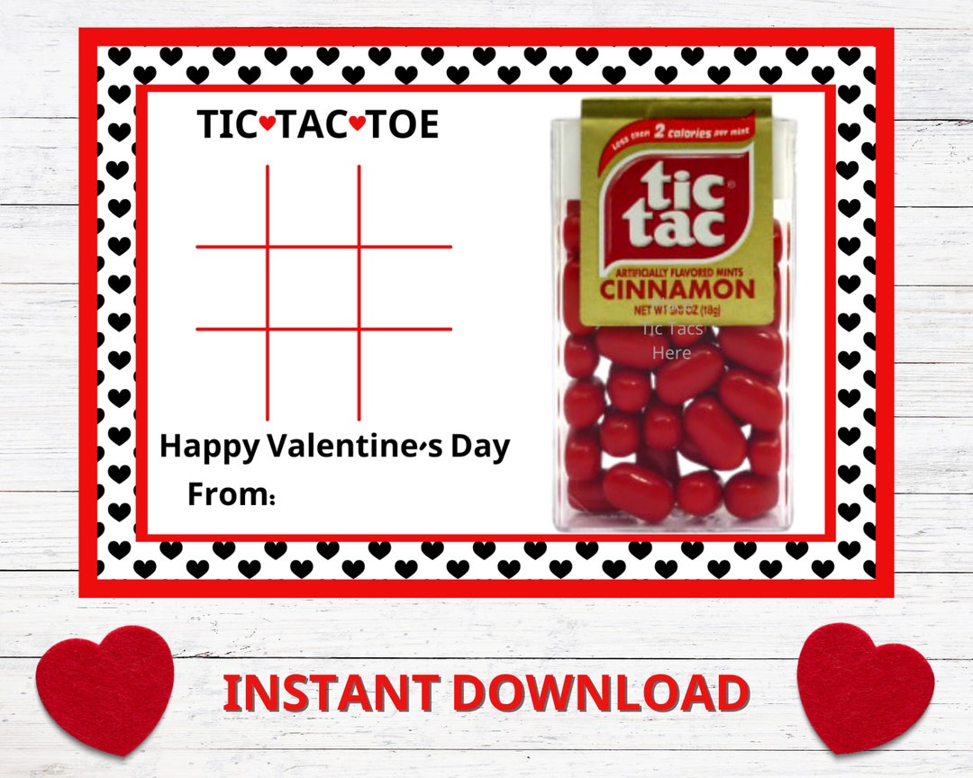 Tic Tac Toe Valentine's Day Cards Instant Download, Printable Tic Tac ...