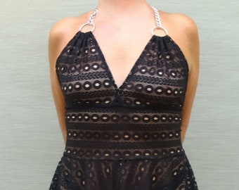 Black Ruberette Chain Dress - Etsy