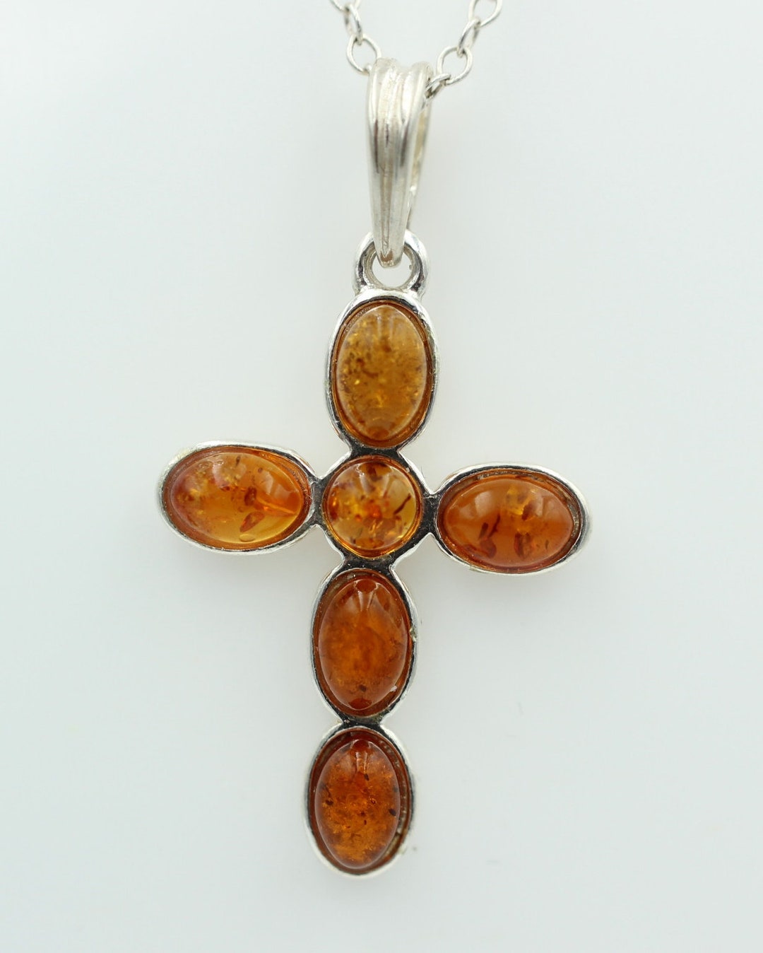 Amber Cross Pendant 925 Silver Cross Made of Amber Jewelry Cross Top - Etsy