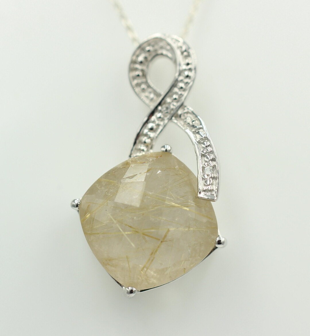 Rare 8.82 Carat Golden Rutilated Quartz, White Topaz, Topaz Pendant ...
