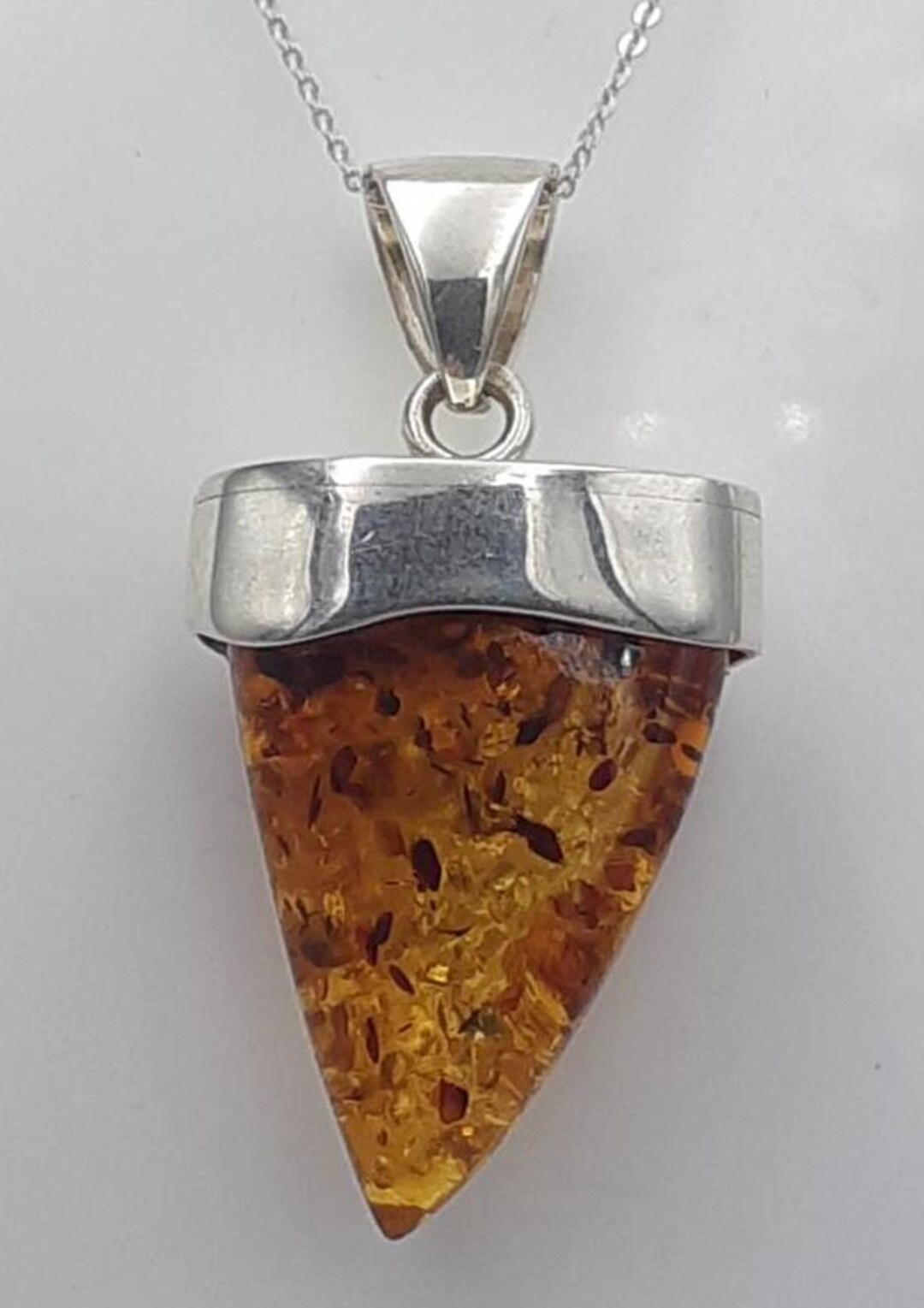 Tooth Pendant Amber 925 Silver Amber Tooth Necklace Chain Unique - Etsy