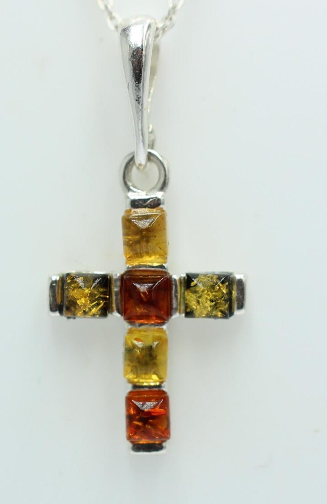 Amber Cross 925 Sterling Silver Amber Cross Necklace Chain Top Noble - Etsy