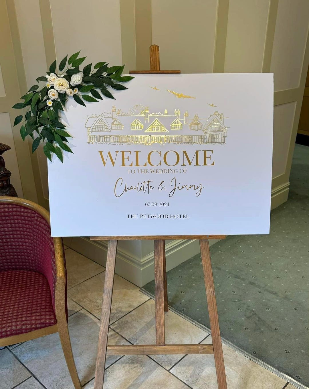 Wedding Welcome Sign, Venue Illustration- Metallic Foil Option - Etsy