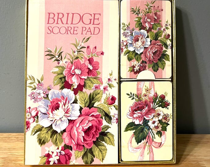 Vintage CR Gibson Bridge Playing Card Gift Pack, Flowers and Ribbons ...