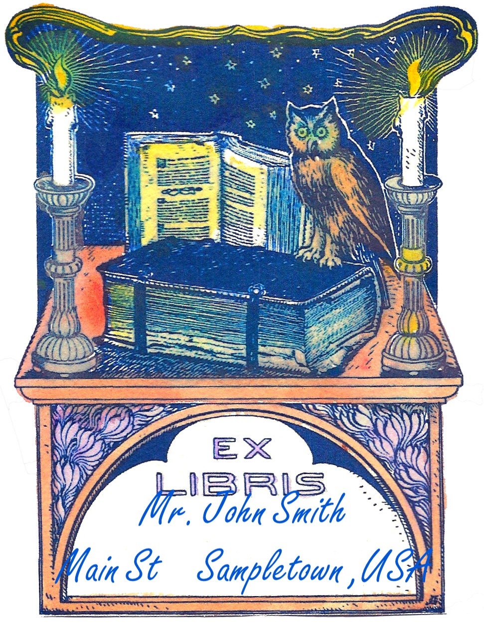 Printable Vintage Book Plates 4 Designs Cat Owl Flowers and - Etsy