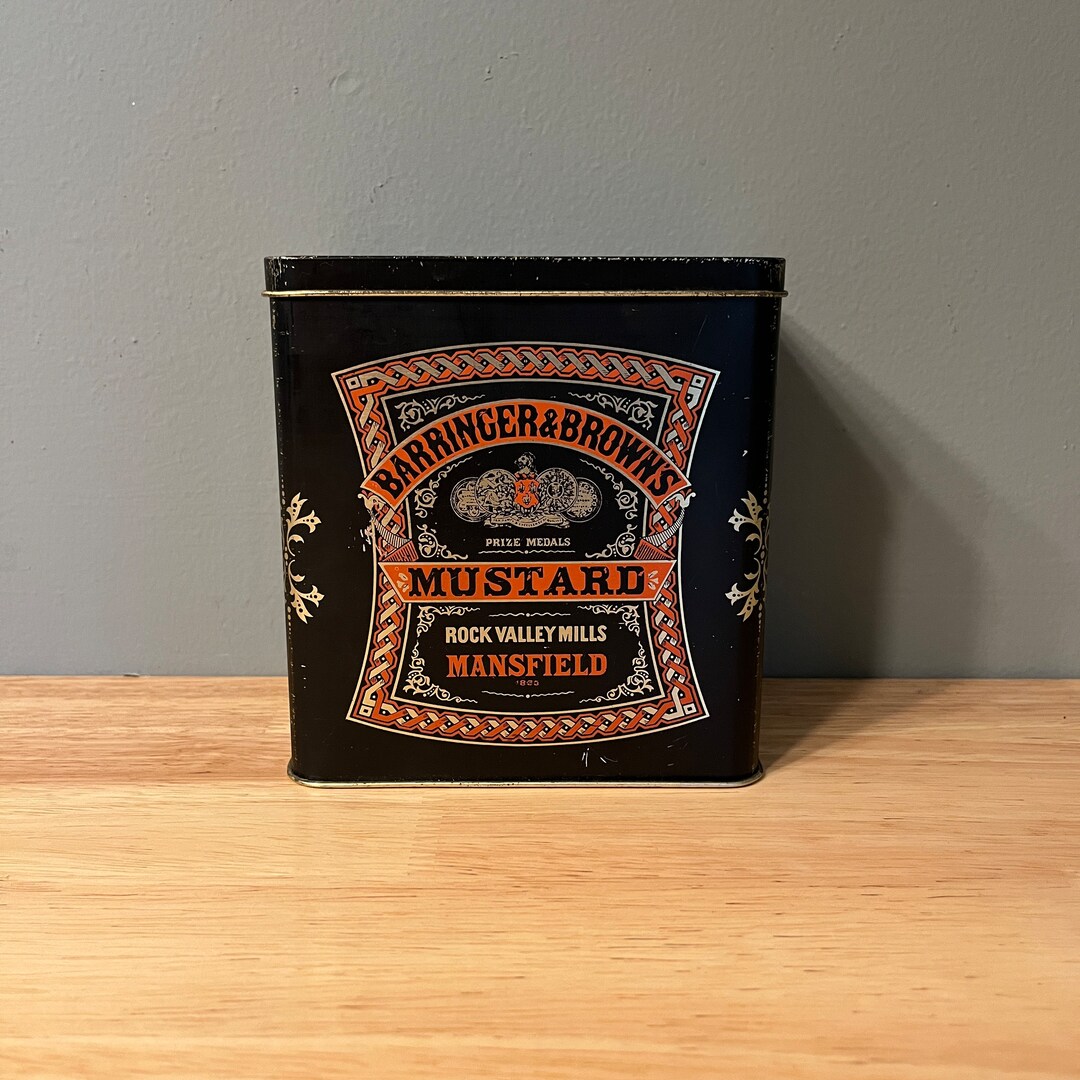 Vintage Barringer & Brown's Mustard Tin, Rock Valley Mills Mansfield ...
