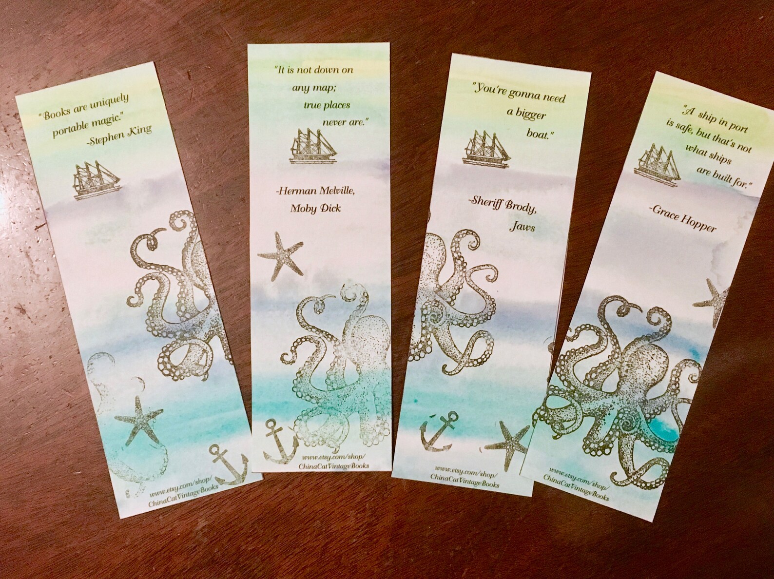 Printable Bookmarks Set of 4 With Giant Octopus, Kraken, Cthulhu, With ...