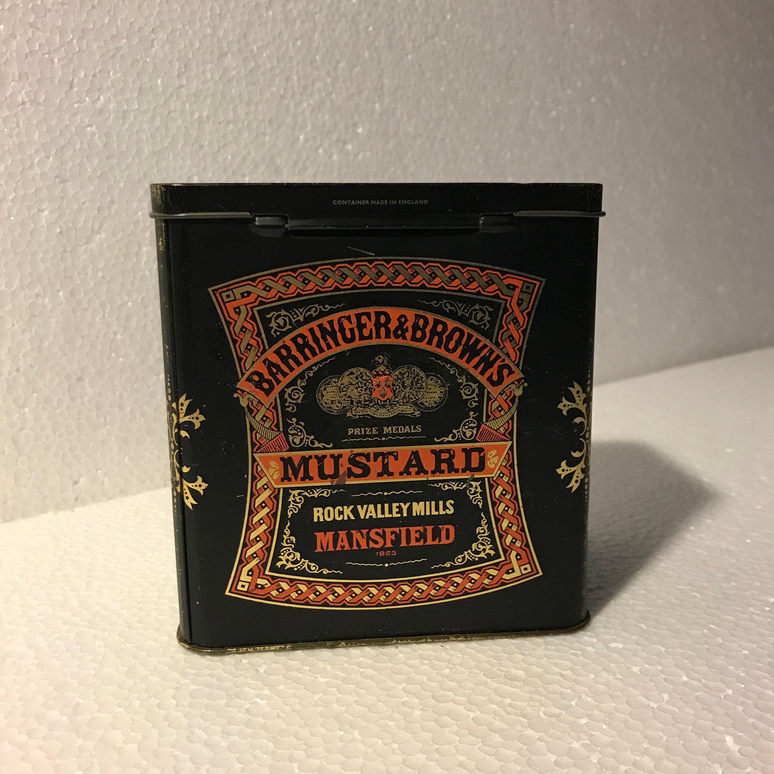 Vintage Barringer & Brown's Mustard Tin, Rock Valley Mills Mansfield ...