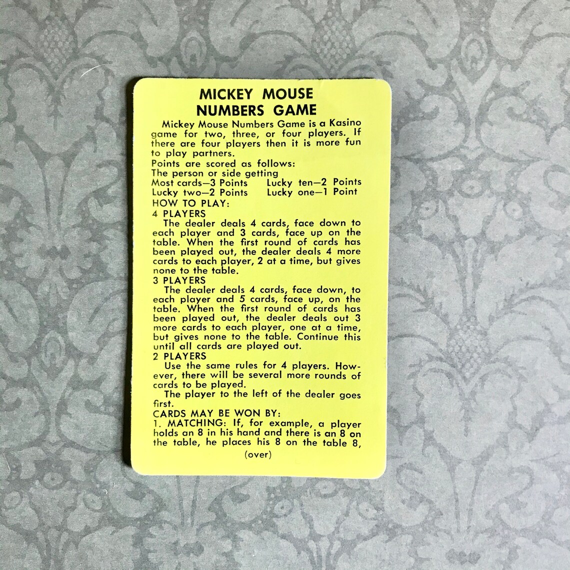 Vintage Mickey Mouse Card Game, 1960s Educational Cards, Ages 4-10 ED-U ...