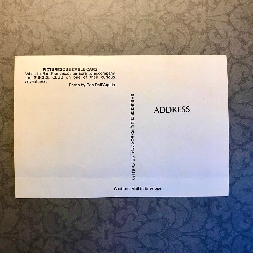 Vintage Naked Cable Car Stunt Postcard Circa 1977, Suicide Club, San ...