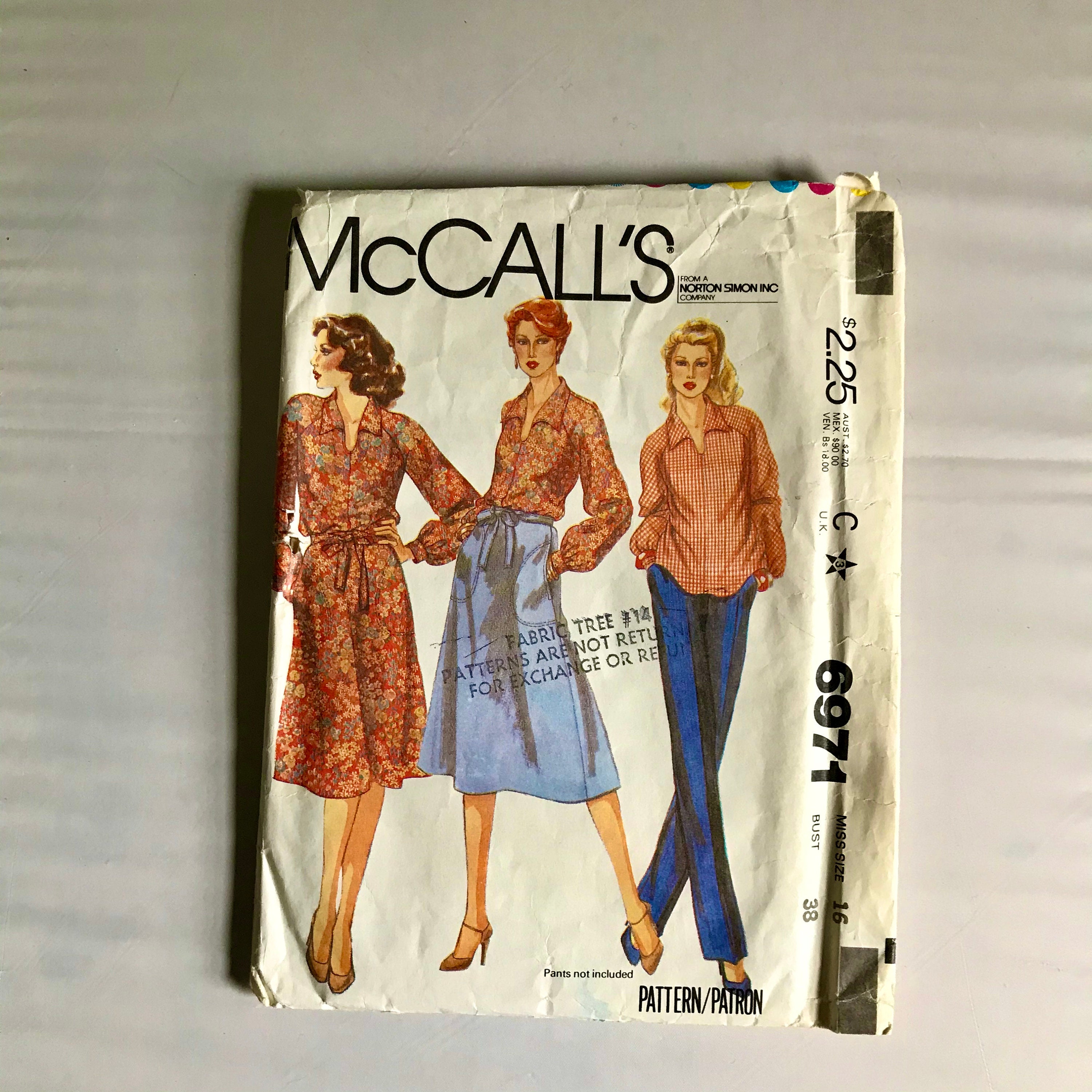 Vintage Sewing Pattern, Mccalls Pattern 6971, 1979 Fashion, Size Miss ...