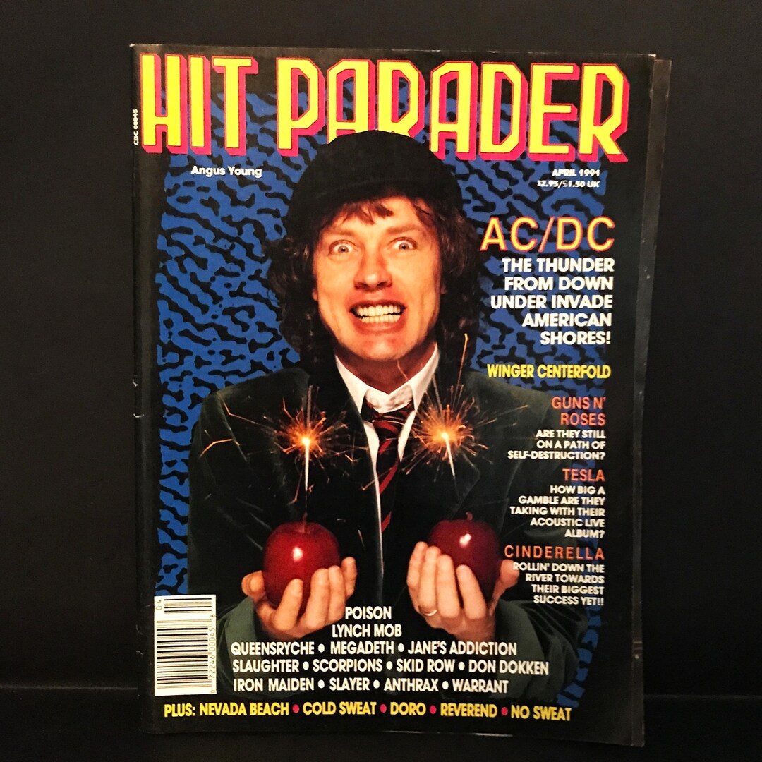 Vintage Hit Parade Magazine, Angus Young, ACDC, April 1991, Queensryche ...