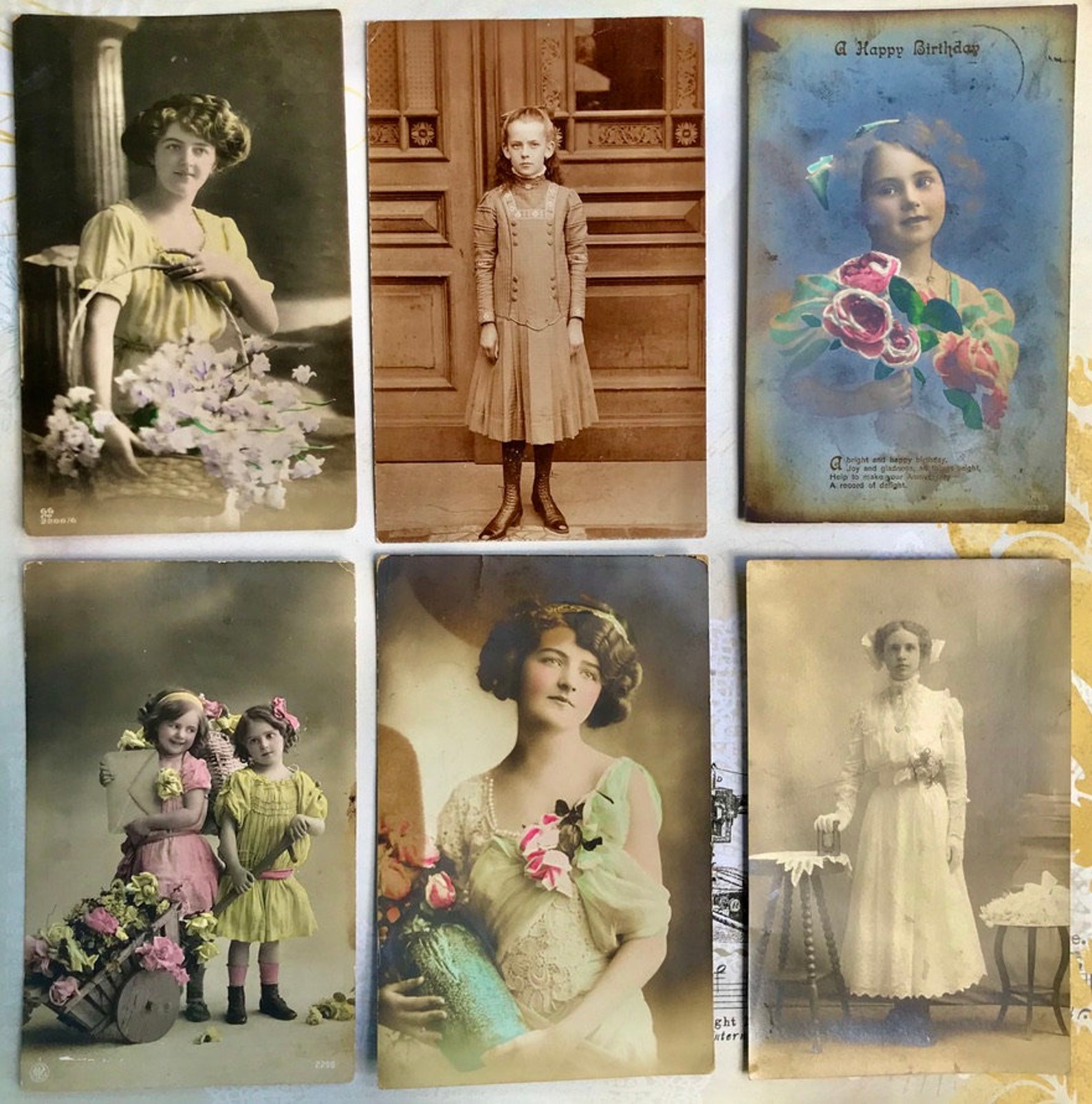 Vintage Postcard Early 1900s Models Hand Tinted Postcards - Etsy