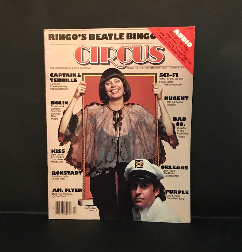 Vintage Circus Magazine, Issue No 143, November 10 1976, Captain & Tennille, Bolin, Kiss, Linda ...