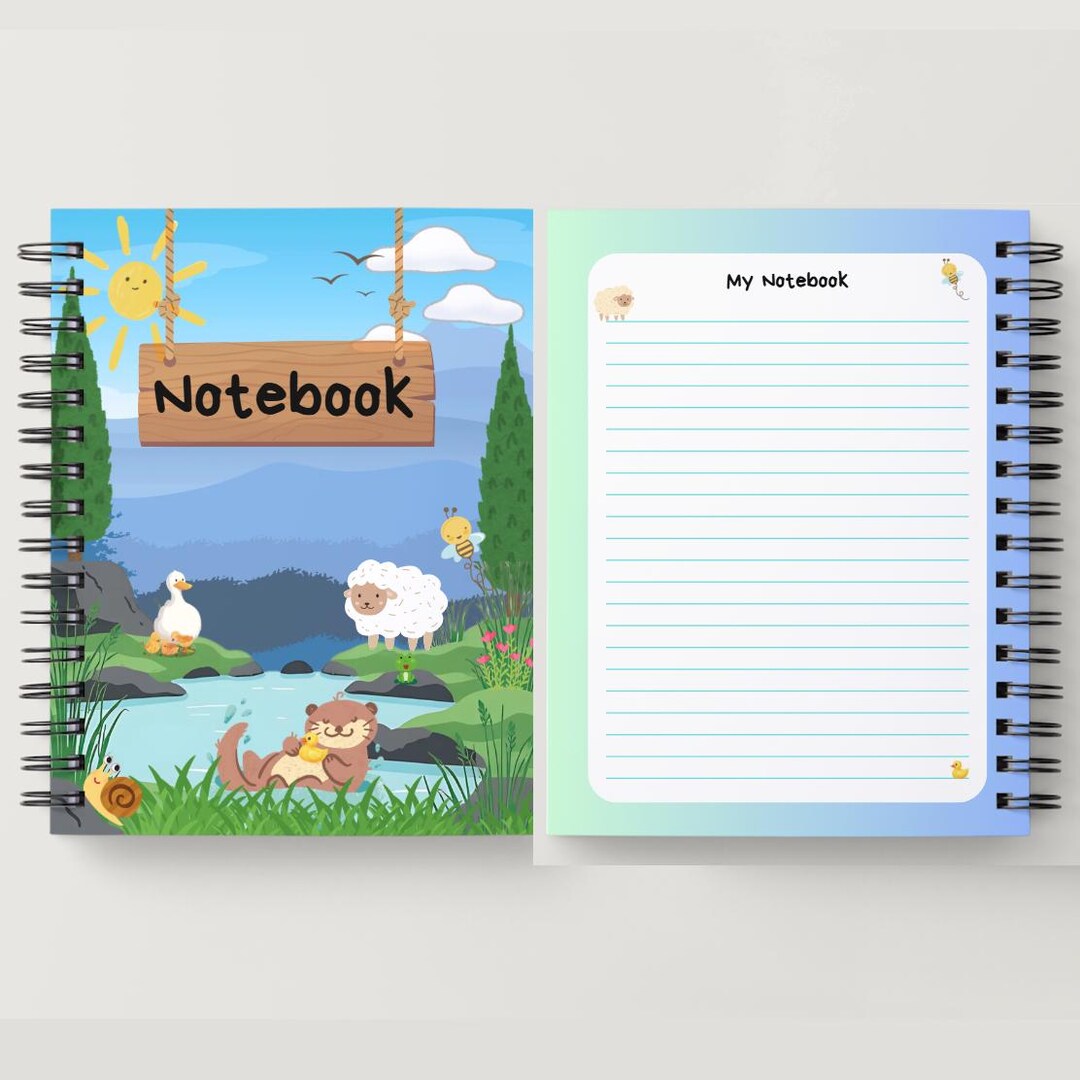 Kids School Notebook Printable PDF – Animal Theme | Digital Journal Set ...