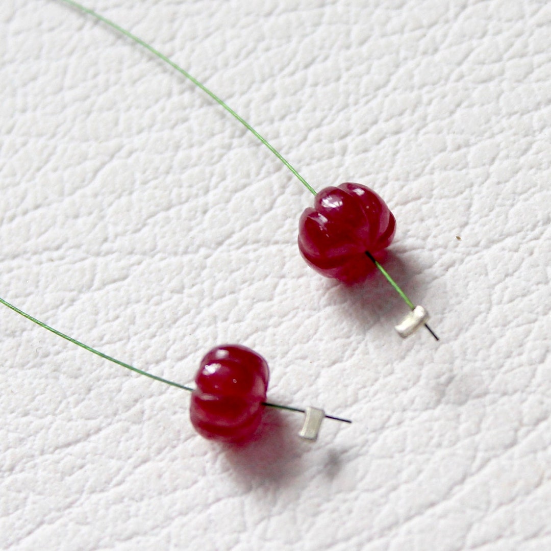 2 Pice Classic Precious Ruby Gemstone Plain Carved Mellon Pumpkin ...