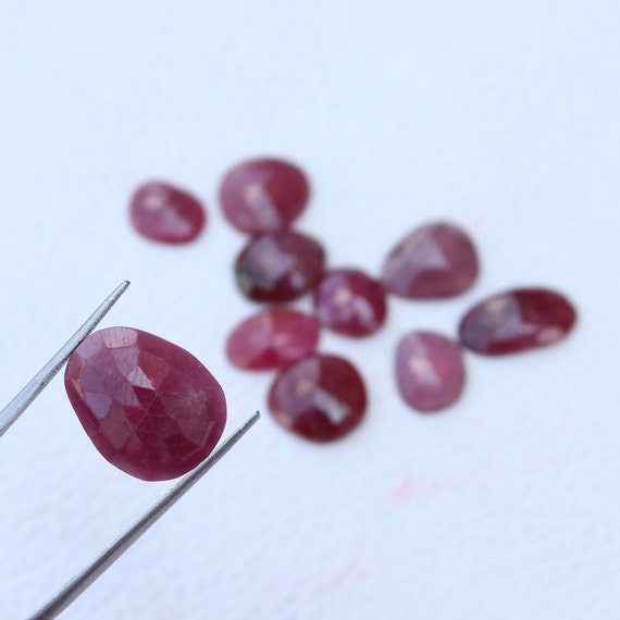 Ruby Rose Cut Gemston Slicee Natural Ruby Rose Cut Faceted - Etsy