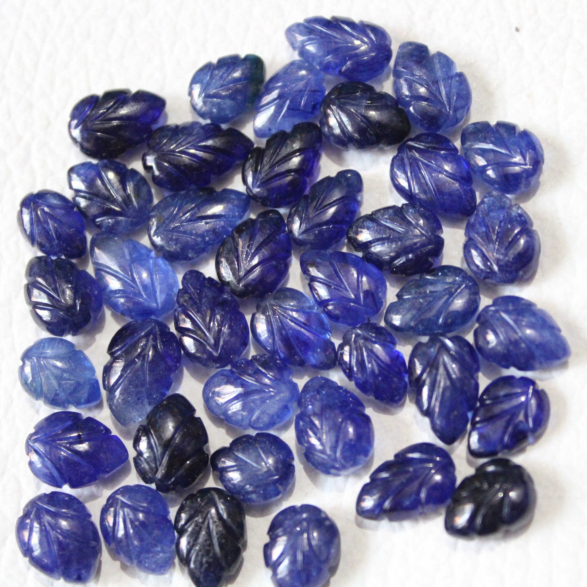 Blue Sapphire blue Sapphire Leaf Carving Gemstonebeautiful - Etsy