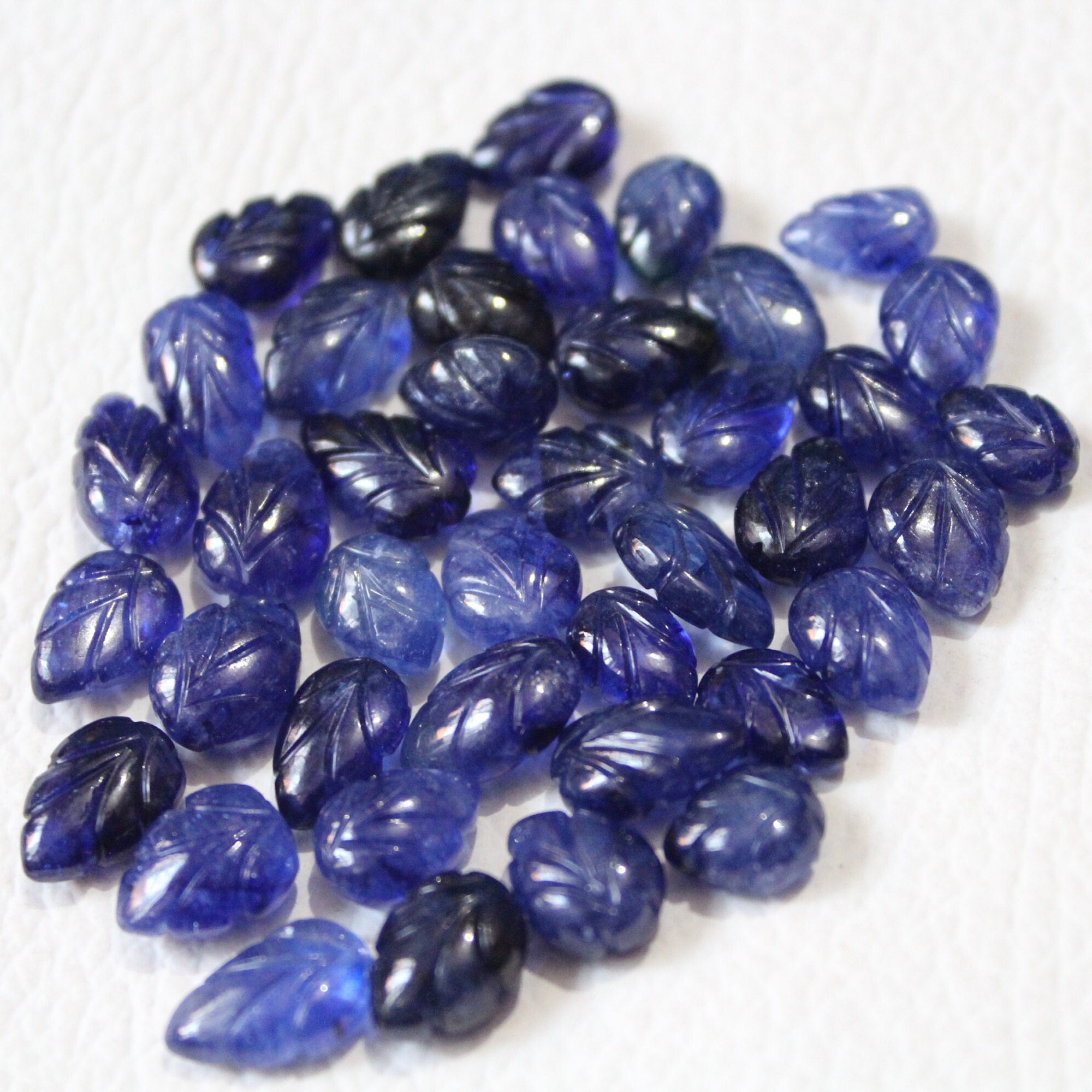 Blue Sapphire blue Sapphire Leaf Carving Gemstonebeautiful - Etsy