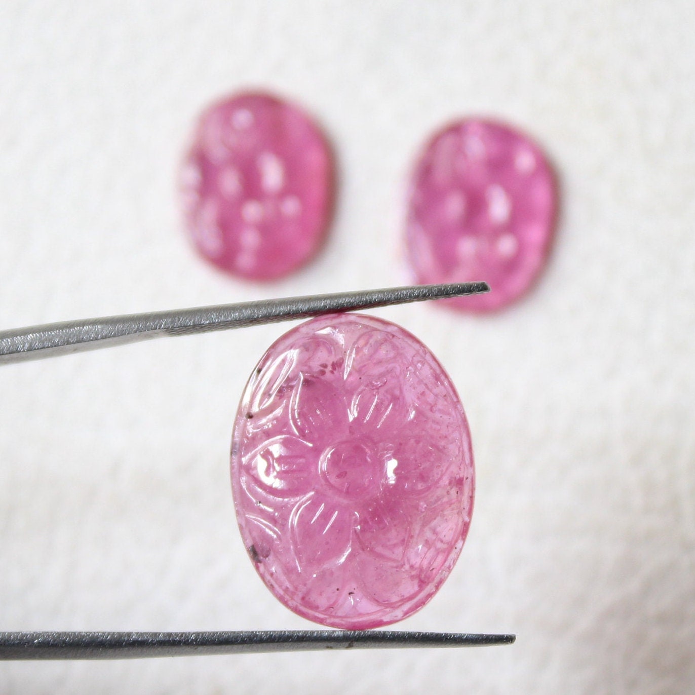 3 Picsec Natural Ruby Carved Gemstone, Natural Ruby Hand Carved, Ruby ...