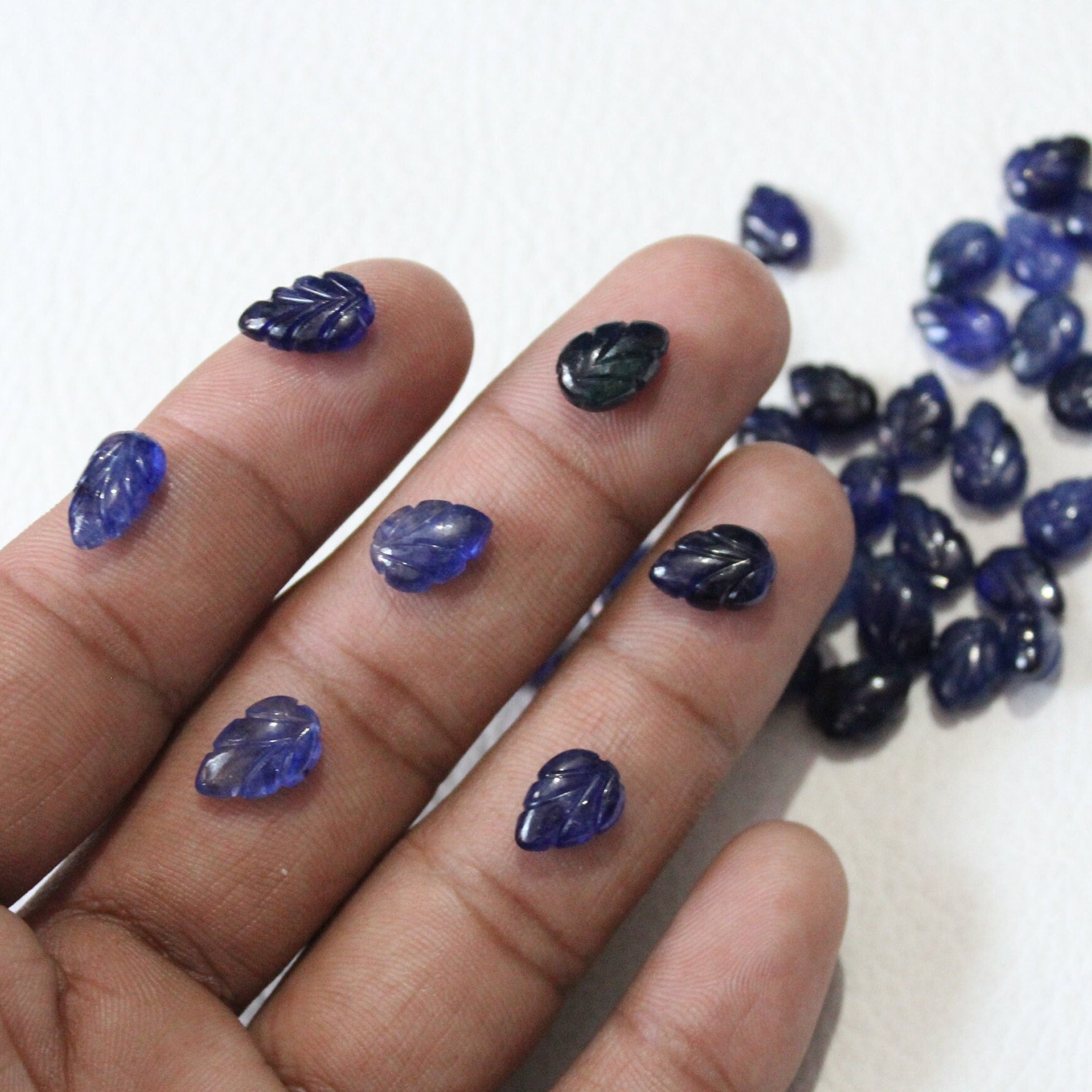 Blue Sapphire blue Sapphire Leaf Carving Gemstonebeautiful - Etsy