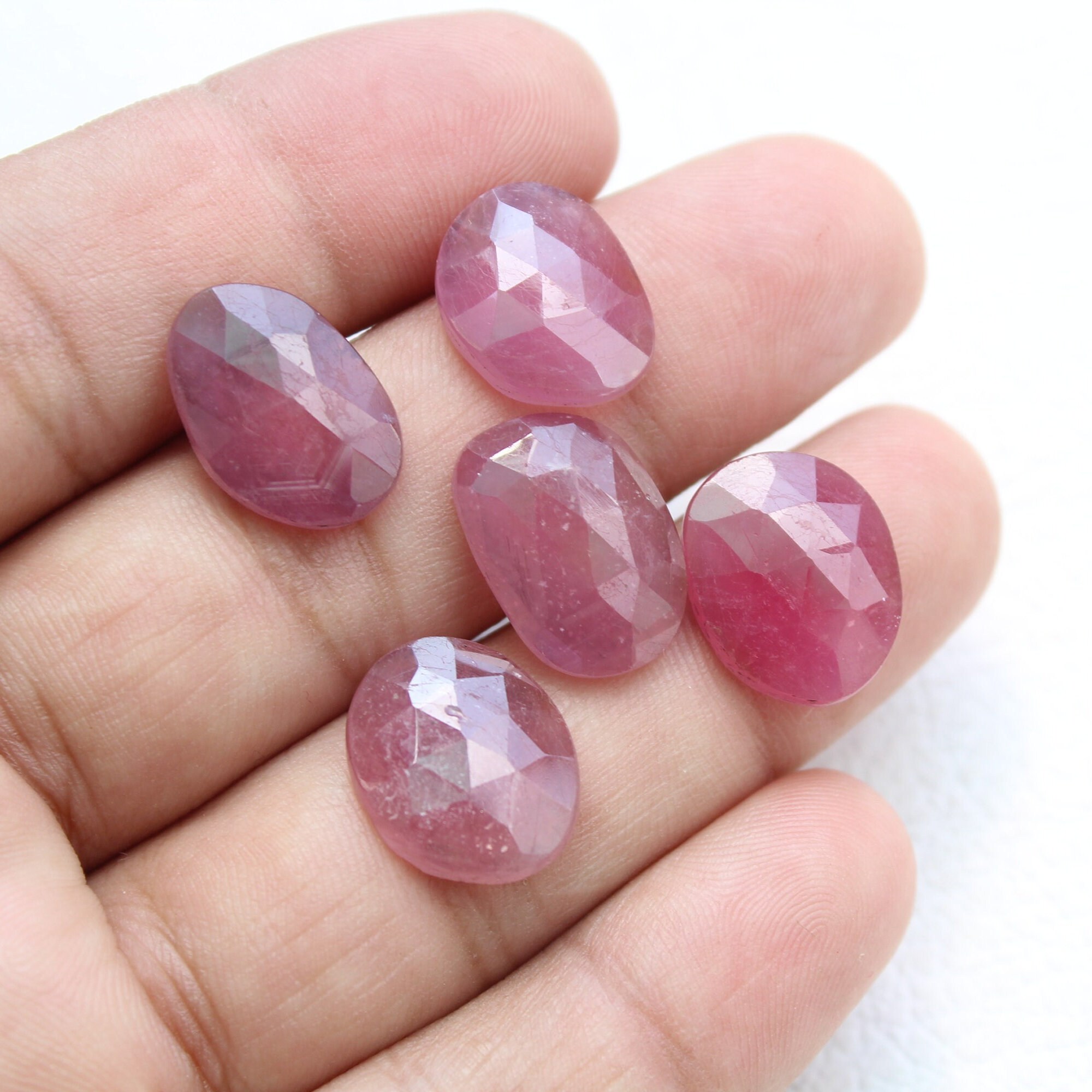 Ruby Rose Cut Gemston Slicee, Natural Ruby Rose Cut Faceted Gemstone, 5 ...