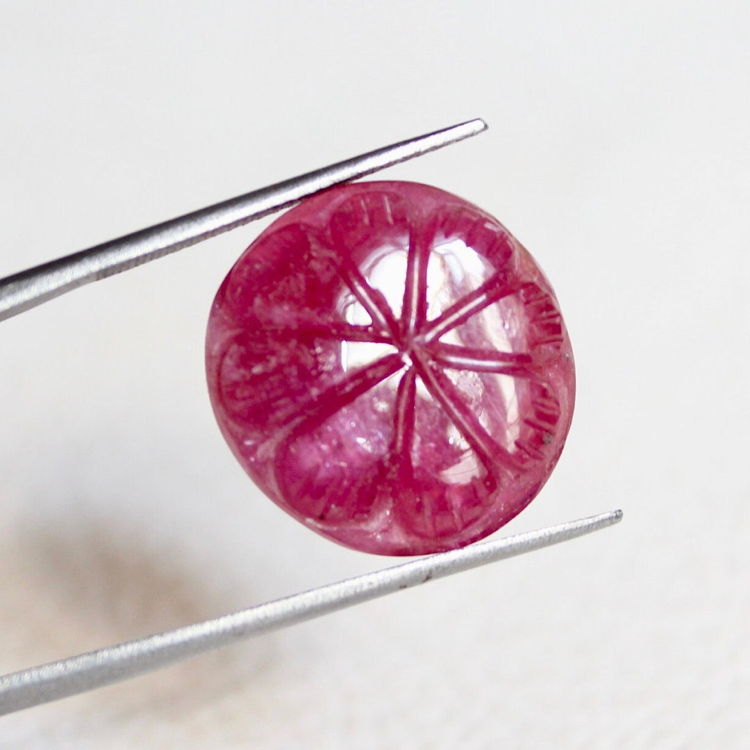 Classic Ruby Carving Gemstone, Natural Ruby Hand Carved Carving, Round ...