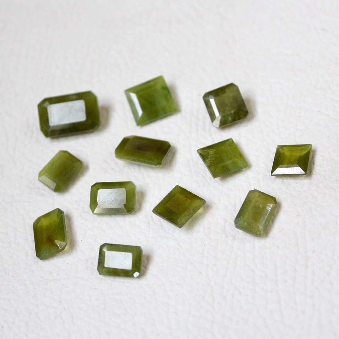 Natural Serpentine Emerald Cut Gemstone-natural Serpentine Cut Faceted ...