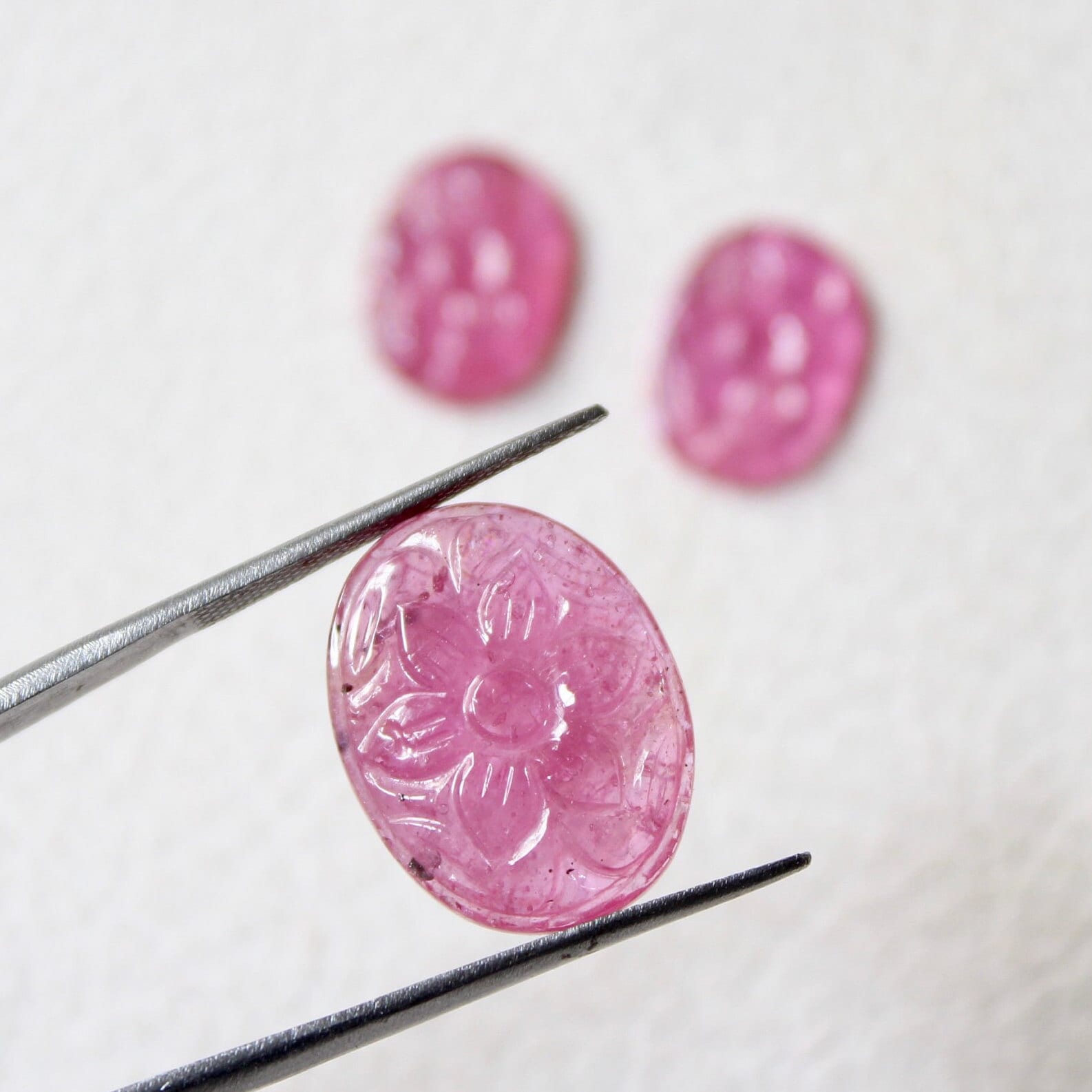 3 Picsec Natural Ruby Carved Gemstone, Natural Ruby Hand Carved, Ruby ...