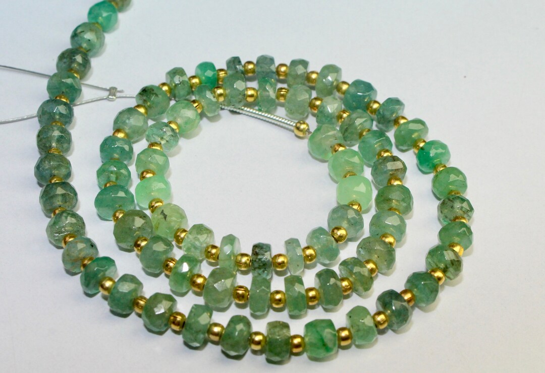 Amazing Natural Emerald Zambia Faceted Roundel Shape Beads, 60 Carats ...