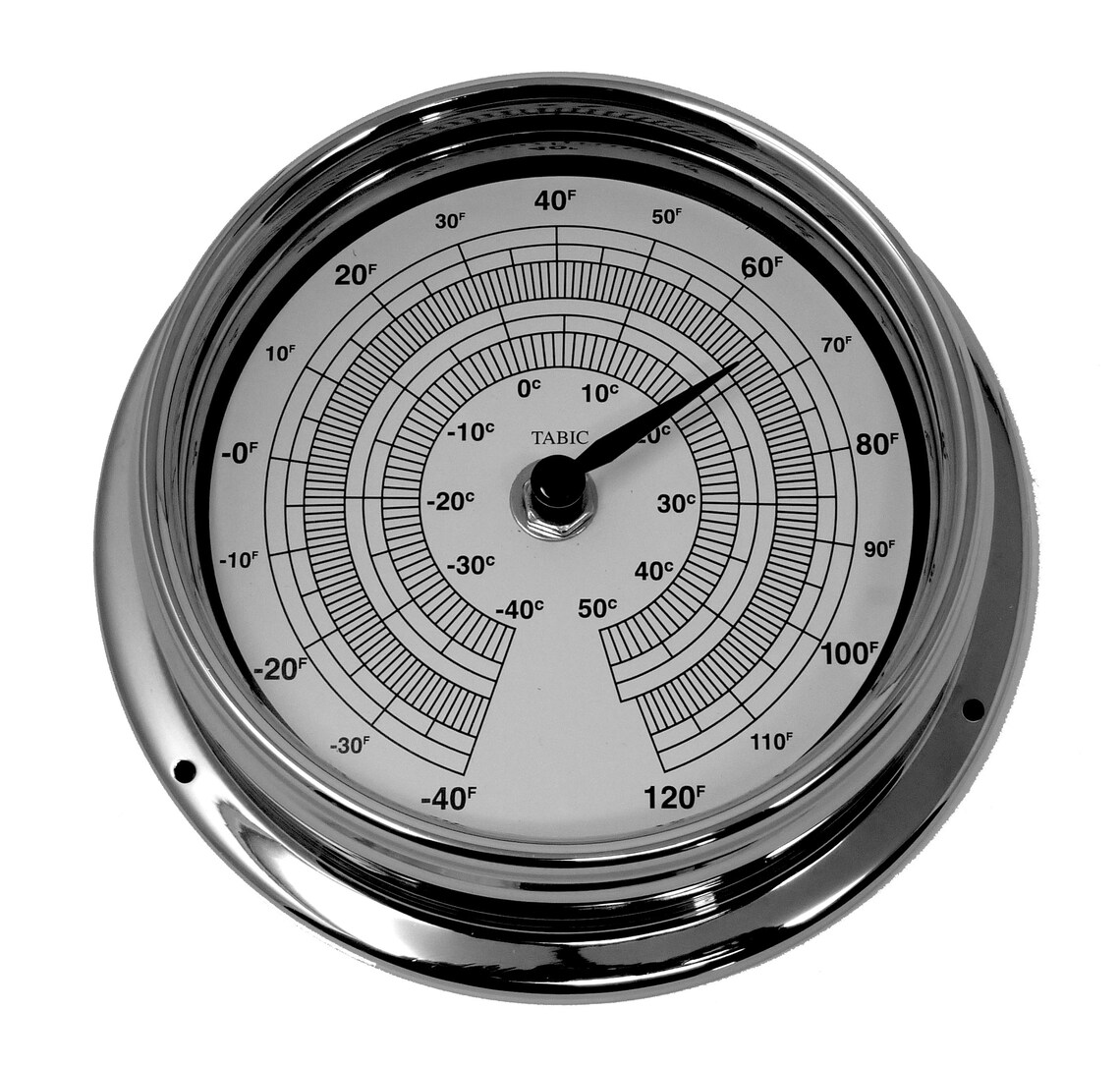 Tabic Thermometer, Chrome Plated Brass Thermometer, Heavy Brass and ...