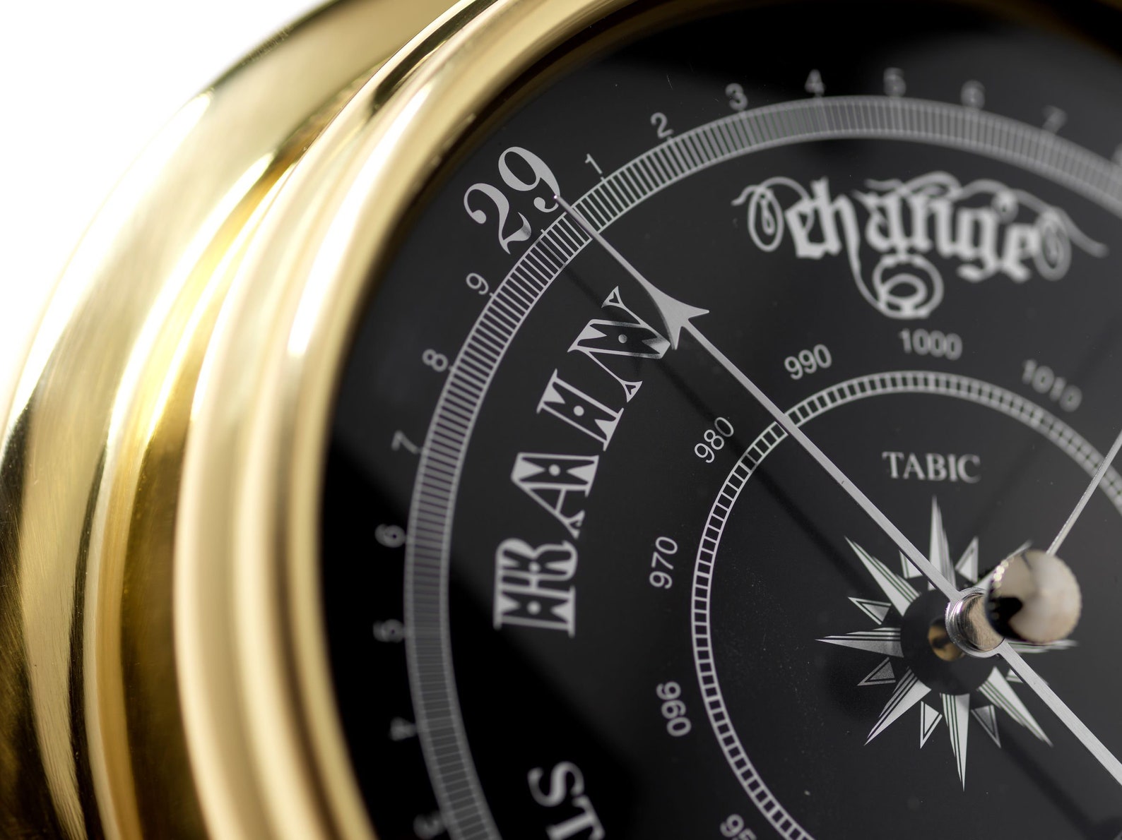 Handmade Prestige Barometer With Jet Black Dial Mounted on an English ...