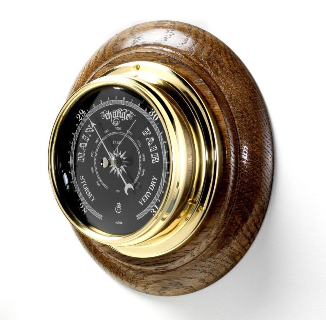 Tabic Prestige Solid Brass Traditional Barometer Mounted on a Solid ...