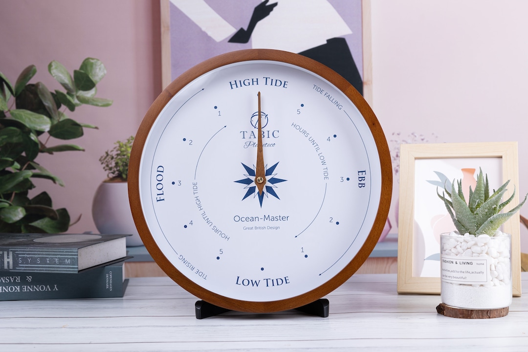 TABIC Tide Clock - Handmade Beech Frame, Home Decor Wall Clock for Sea Ocean Beach Water ...