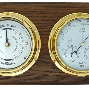 Tabic Brass Tide Clock & Barometer With Built in Hygrometer and ...