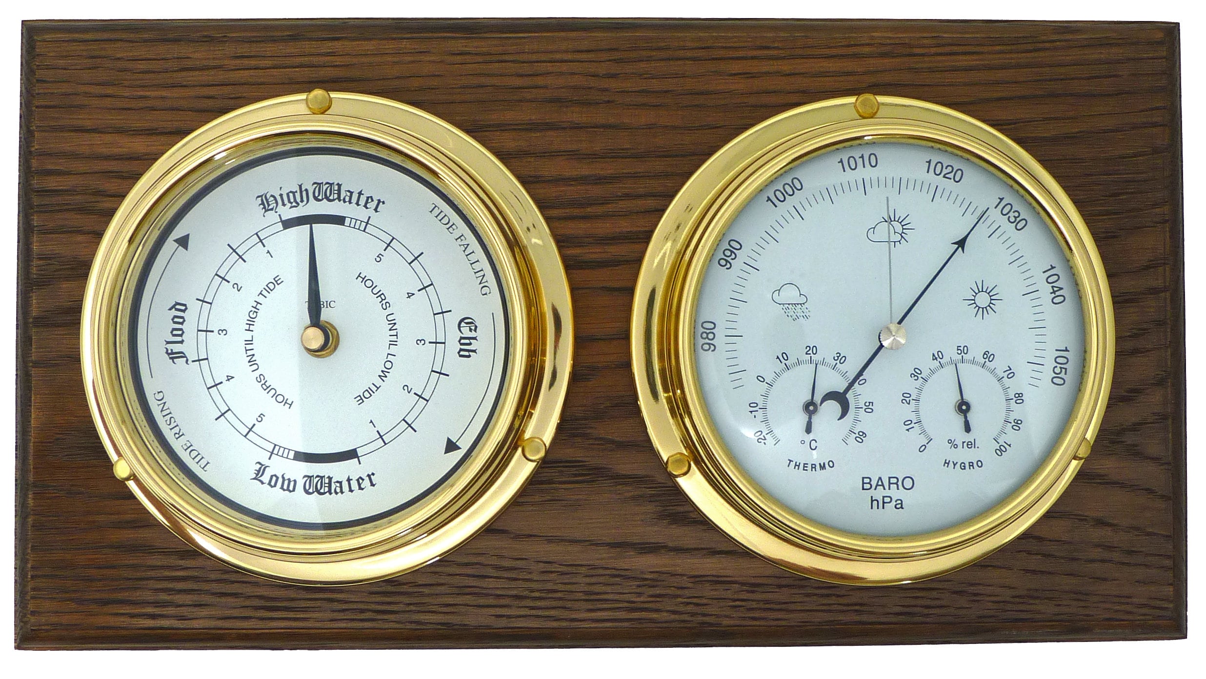 Tabic Brass Tide Clock & Barometer With Built in Hygrometer and ...